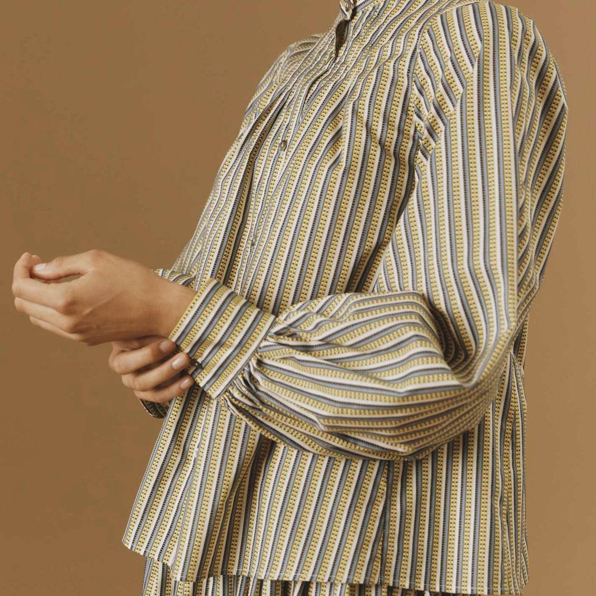 Yana Yellow Blouse - Caviar Stripes - Thierry Colson