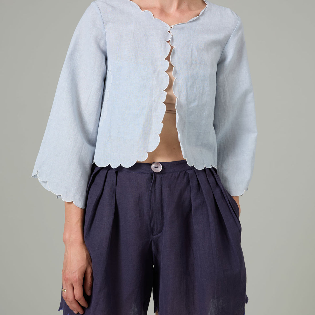 Kenya Short - Jacobean Scallops - Navy – Thierry Colson