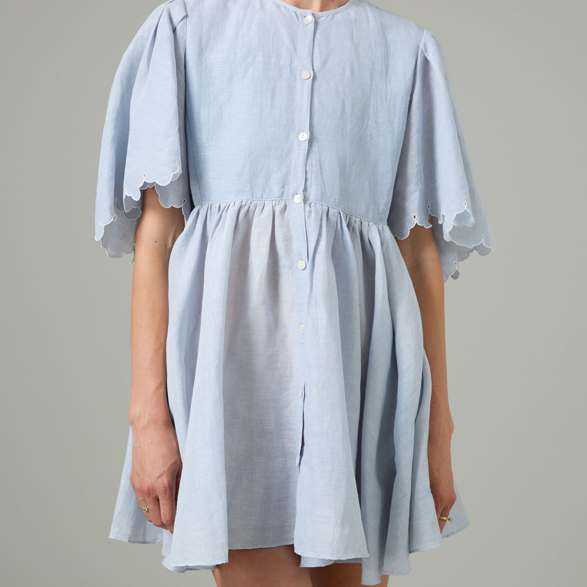 Basil mini Dress - Jacobean Scallops - Grey – Thierry Colson