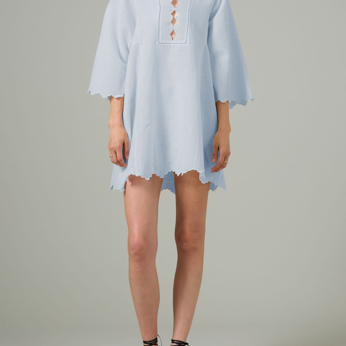 Rachel mini Kaftan - Jacobean Scallops - Grey – Thierry Colson