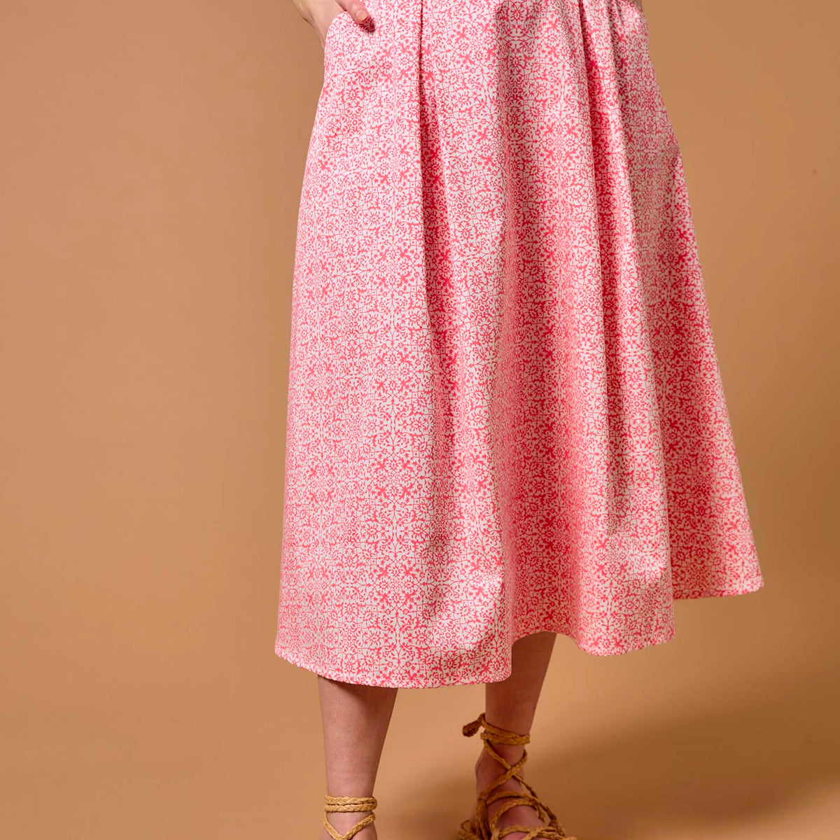 Wynona Mughal Blockprint Candy Pink Skirt - Thierry Colson