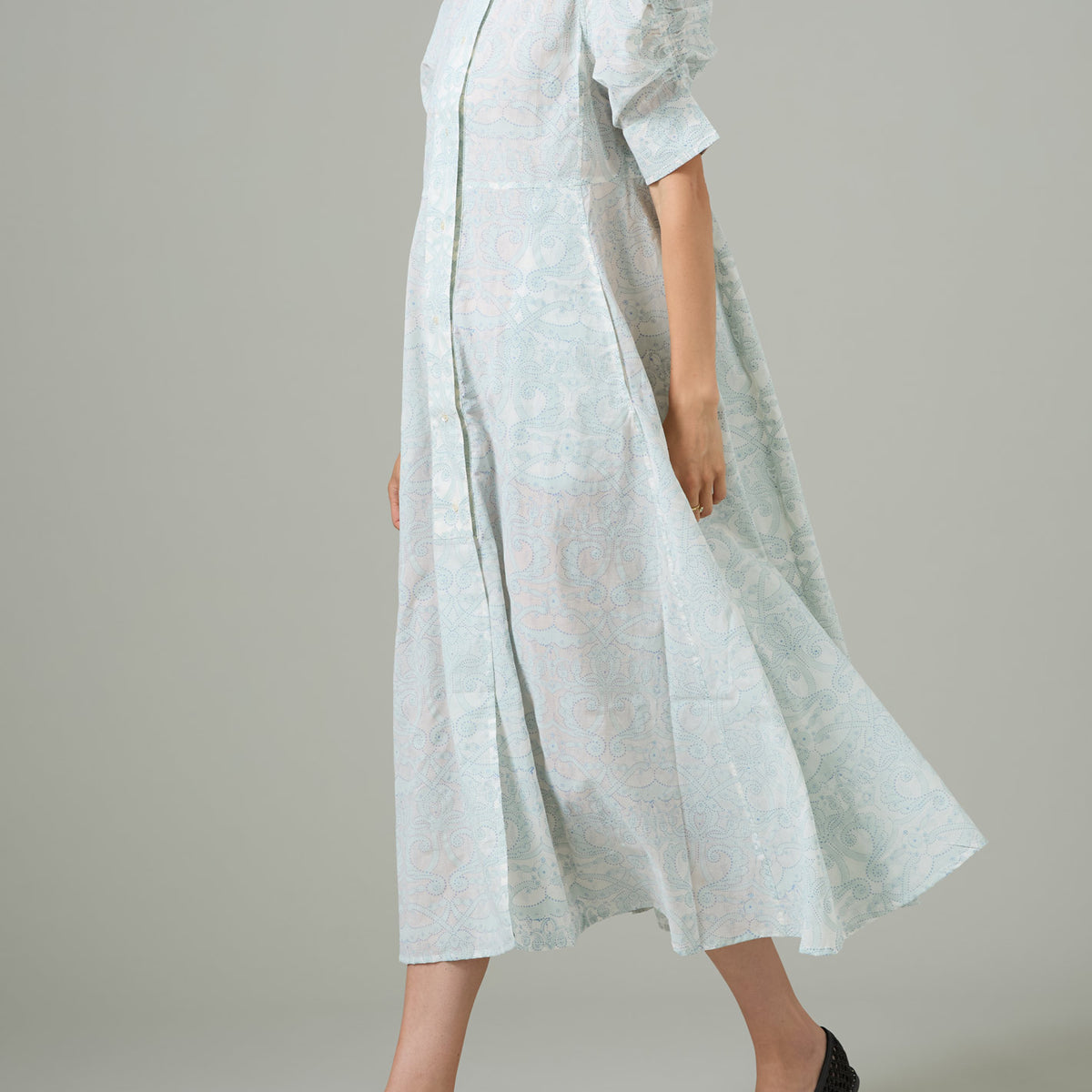 Venetia Dress - Elizabethan Block Print - Mint – Thierry Colson
