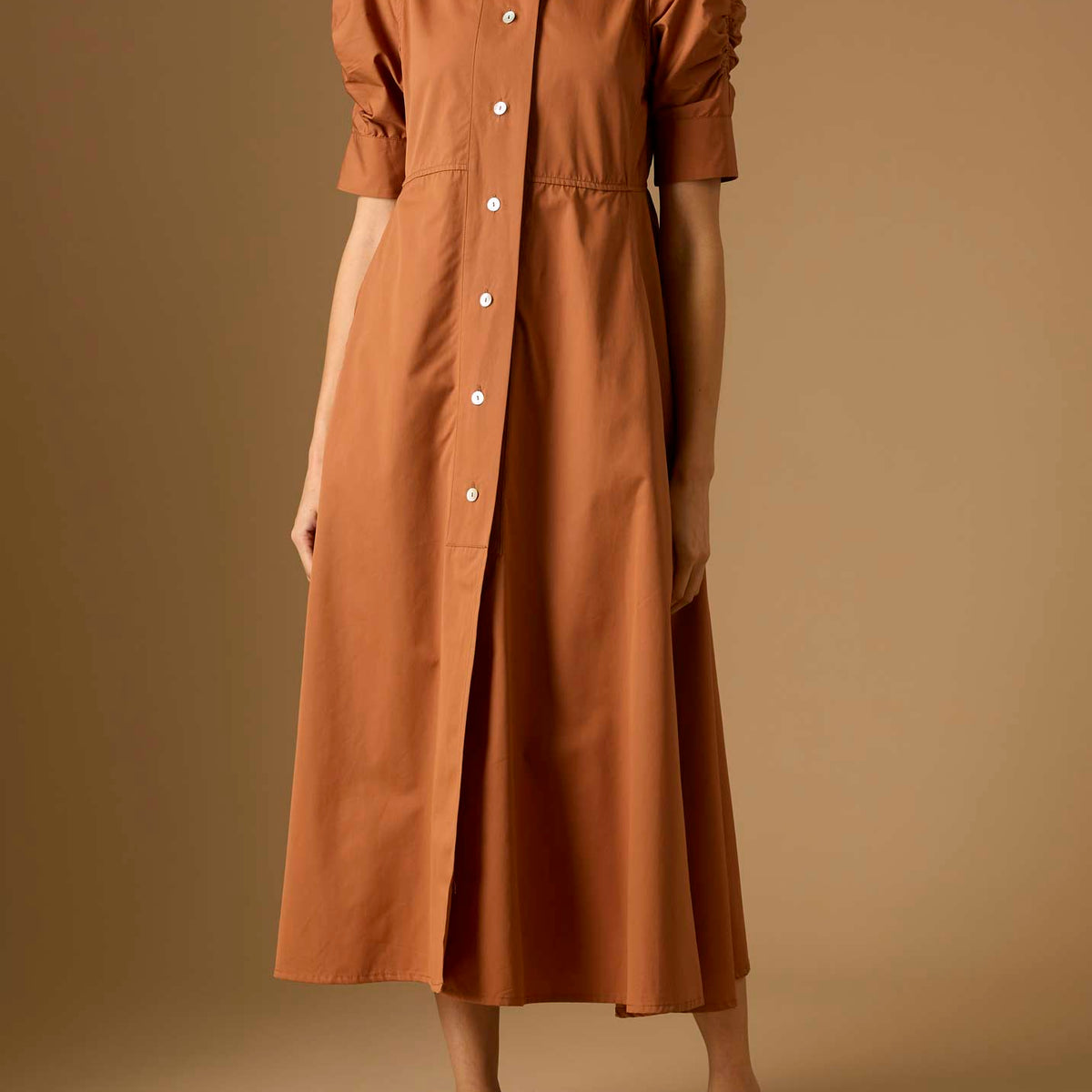 Venetia Hazelnut Dress - Plain Poplin - Thierry Colson