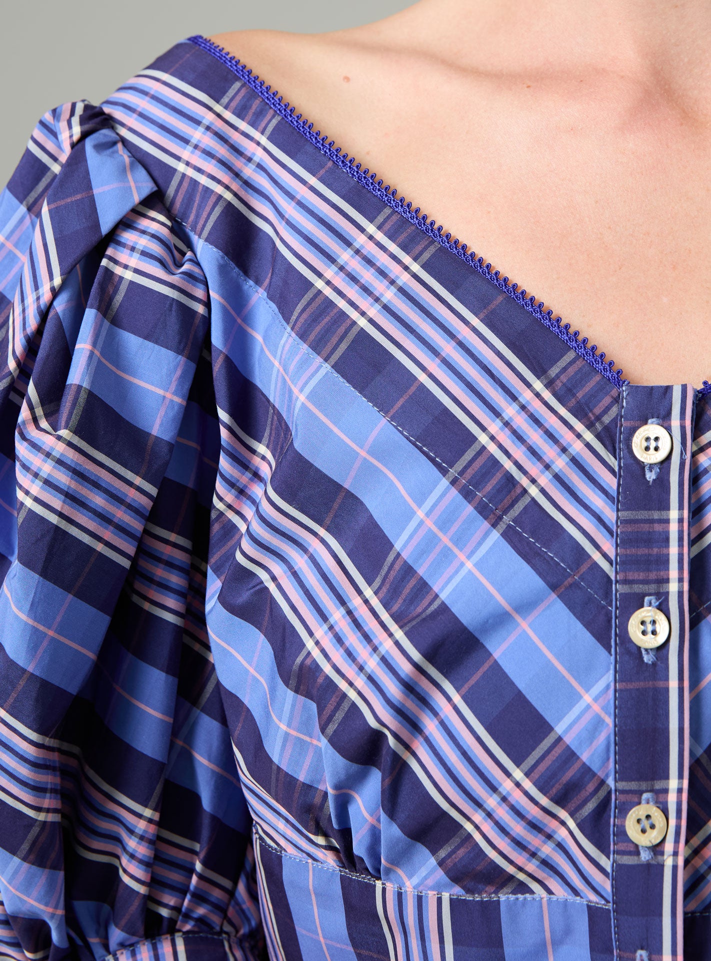 Constance Petticoat Skirt - Victorian Check - Blue and Grey – Thierry ...