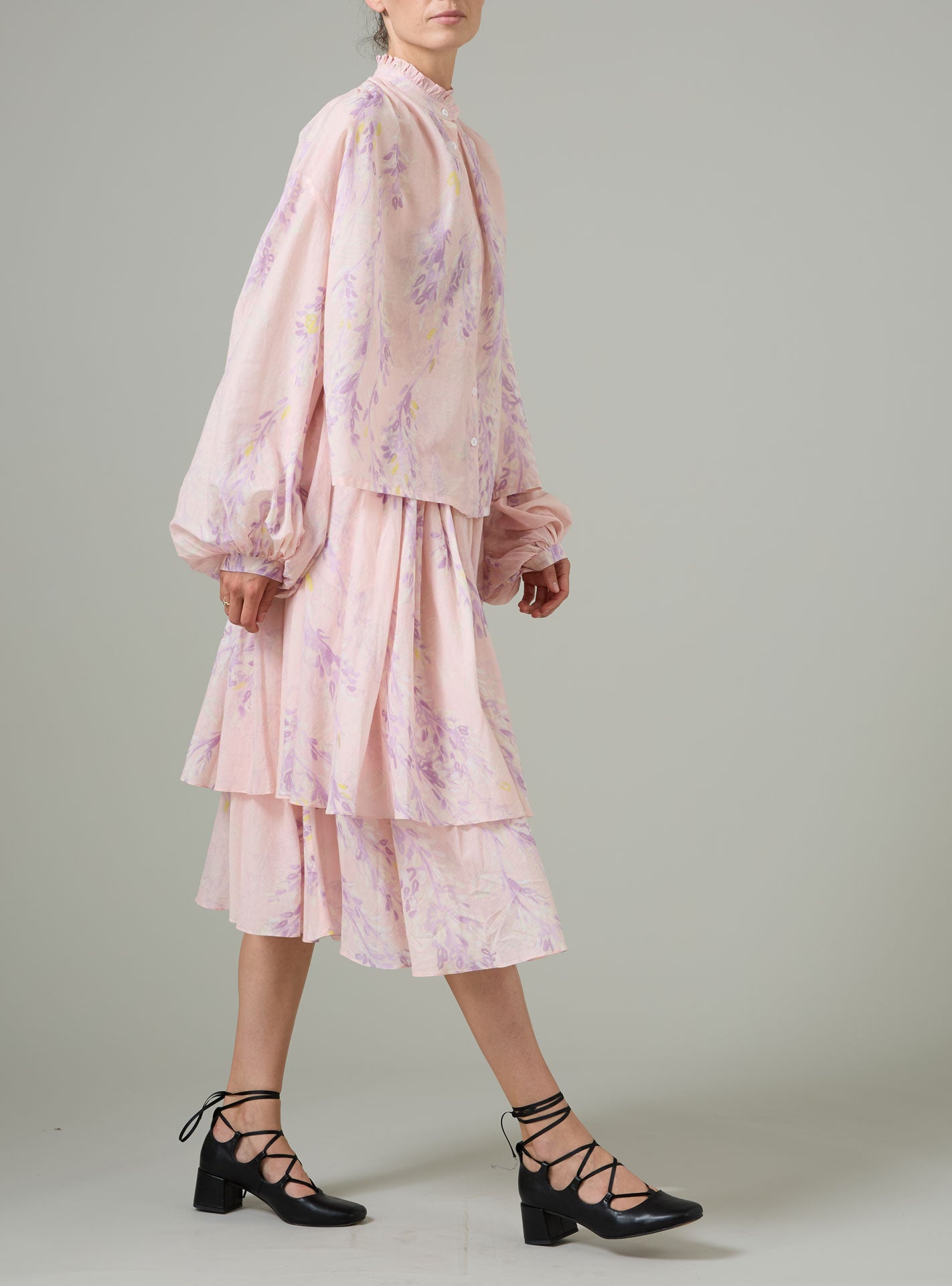 Slava Blouse - Weeping Willow Print Voile - Blue & Green – Thierry Colson