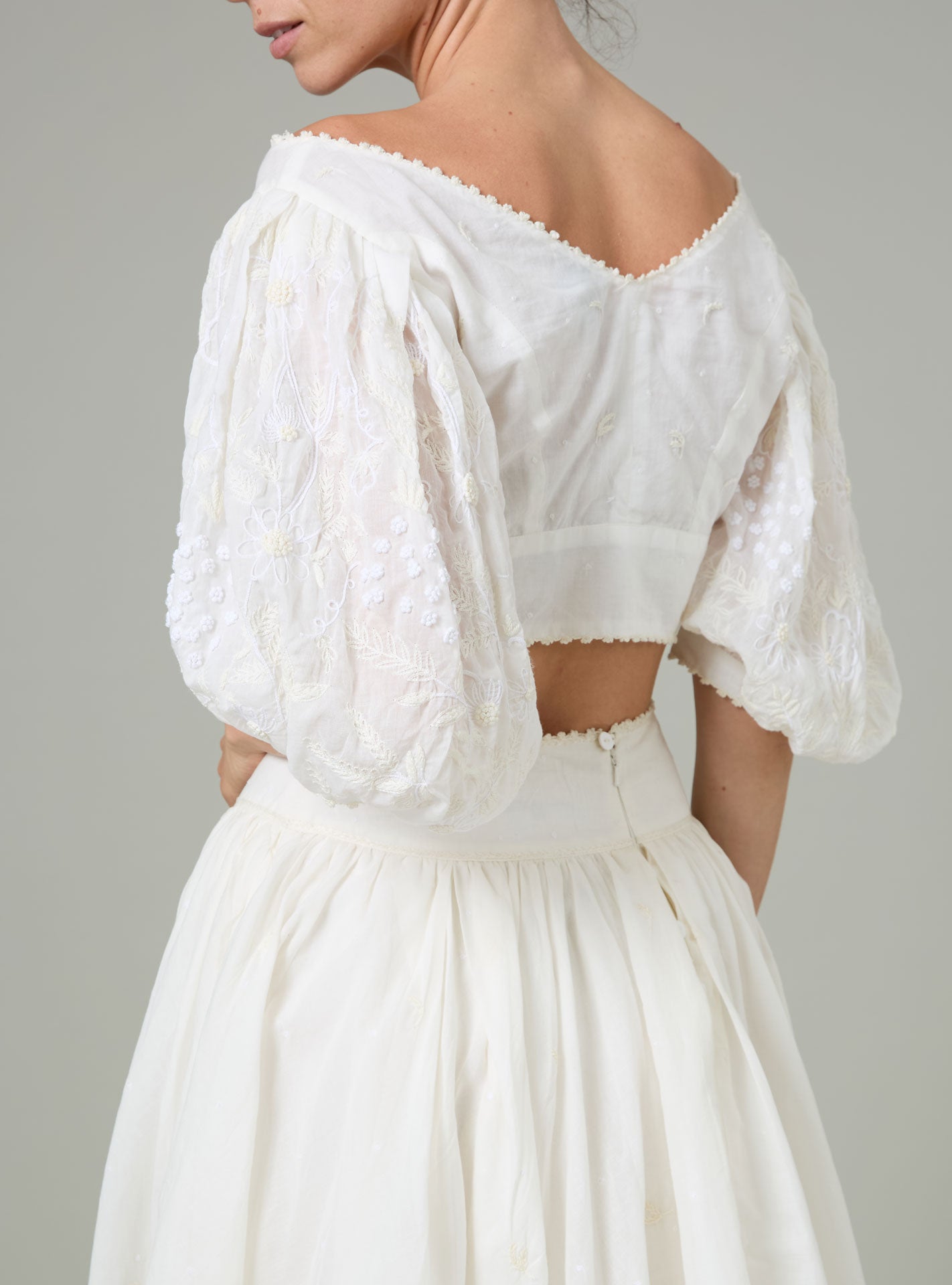 Constance Petticoat Skirt - Wild Flower Embroidery - Blue – Thierry Colson