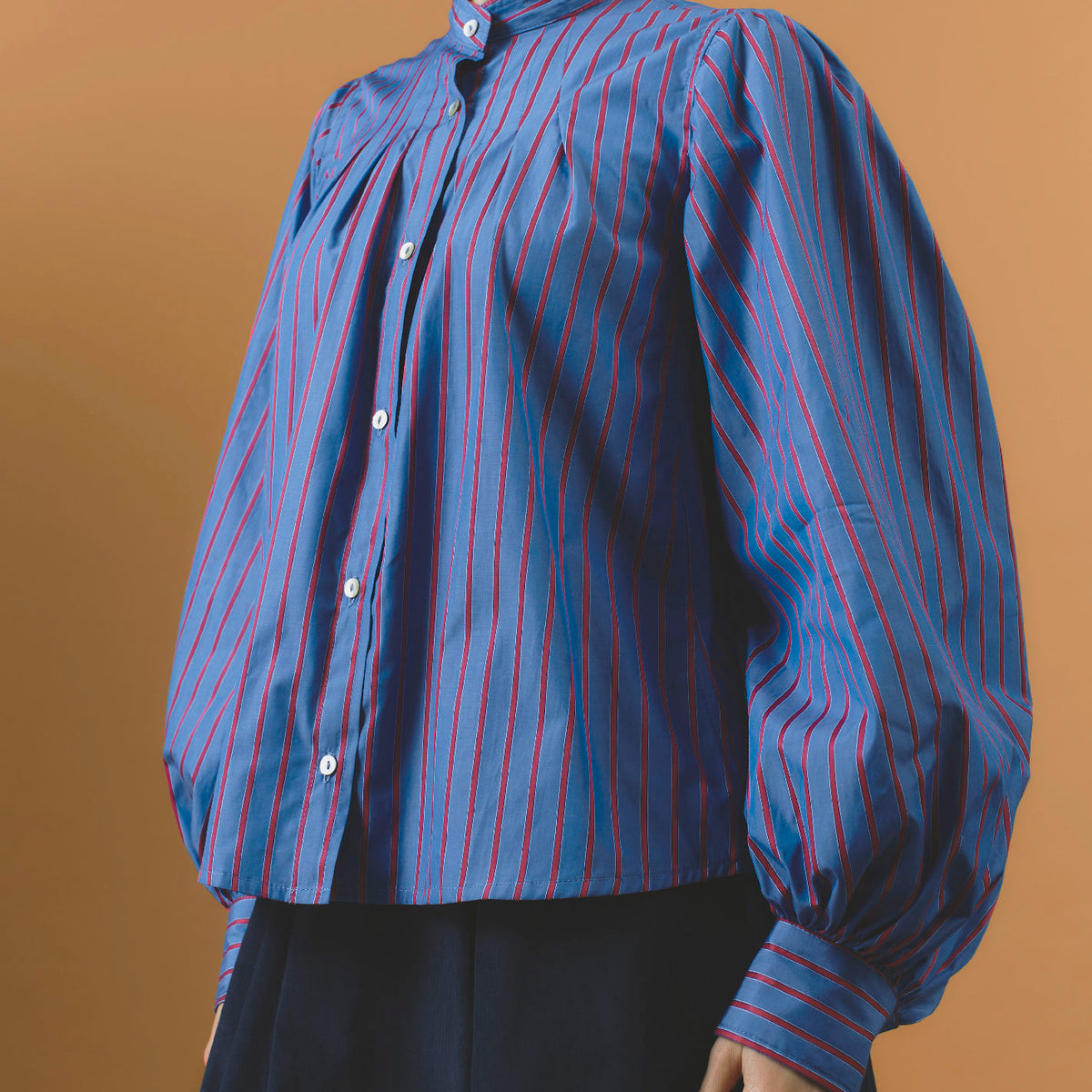 Yana County Bluet Cherry Stripes Blouse by Thierry Colson