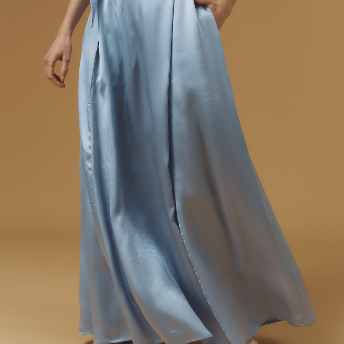 Silvana Silver blue Silk Skirt long - Thierry Colson